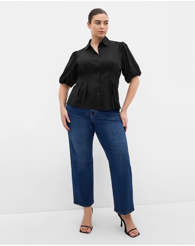 Plus Size Betty Button Shirt - black by City Chic Online | THE ICONIC ...